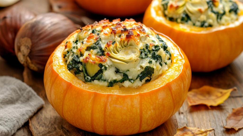 Spinach and Artichoke Stuffed Squash