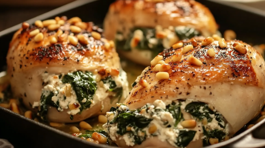 Chicken with Spinach Ricotta and Pine Nuts Stuffing