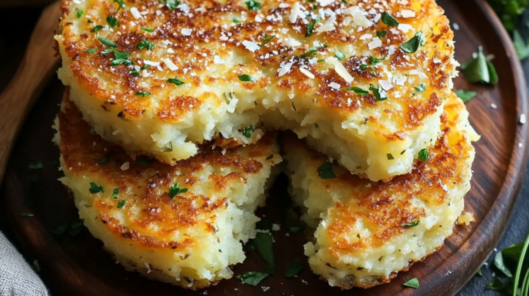 Crispy Garlic Parmesan Mashed Potato Cakes