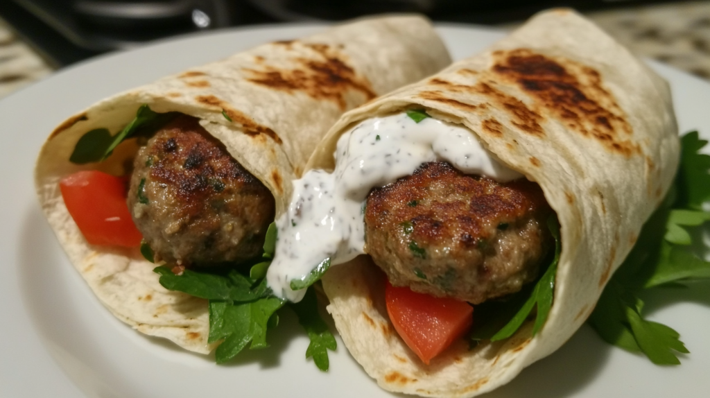 Mediterranean Lamb Kofta Wraps with Yogurt Sauce