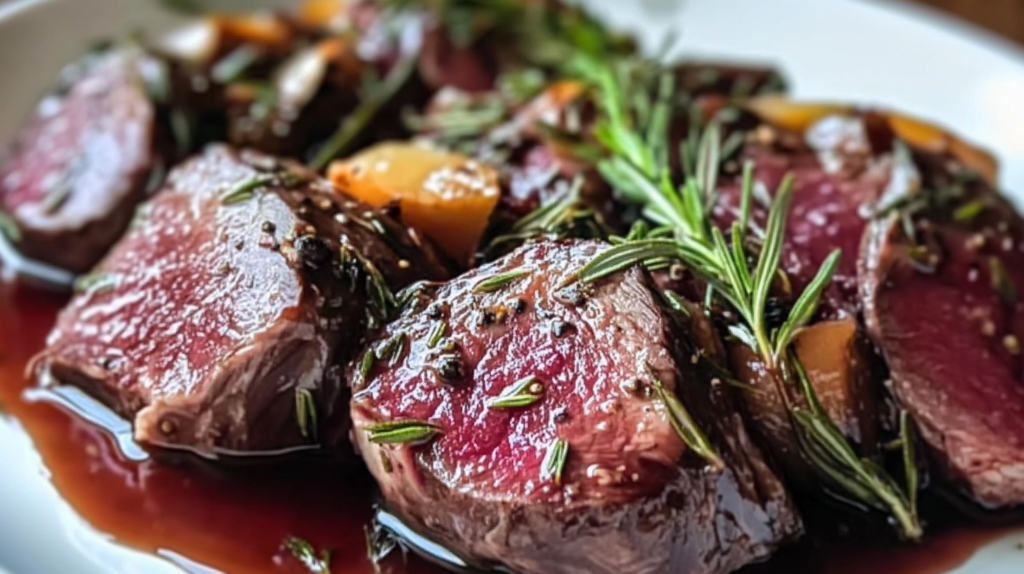 Rosemary and Thyme Marinated Venison with Apple Cider Glaze