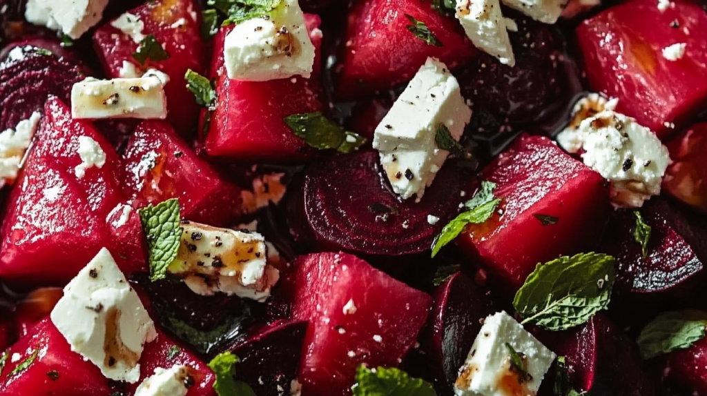 Roasted Beet and Watermelon Salad with Feta and Mint