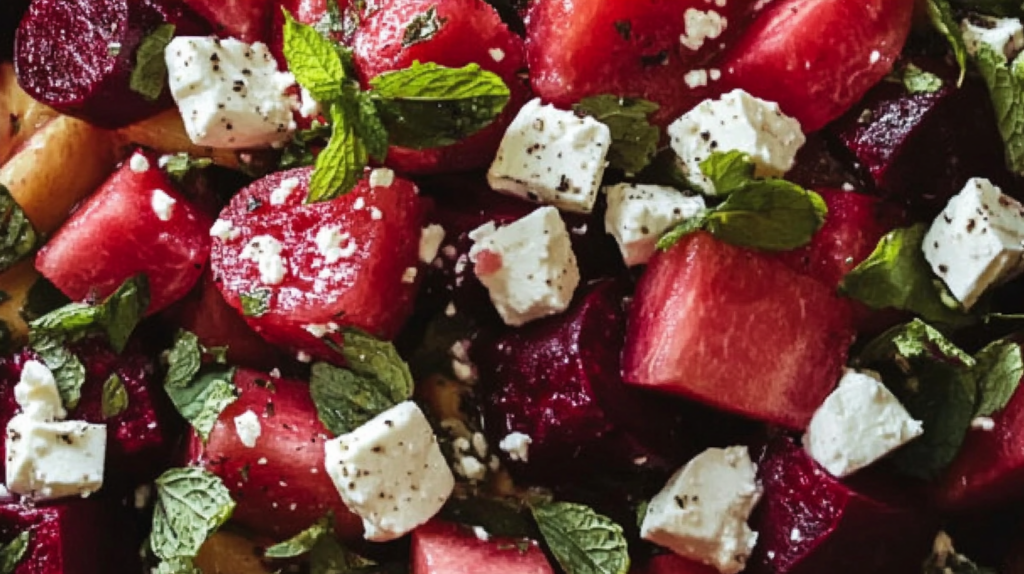 Roasted Beet and Watermelon Salad with Feta and Mint