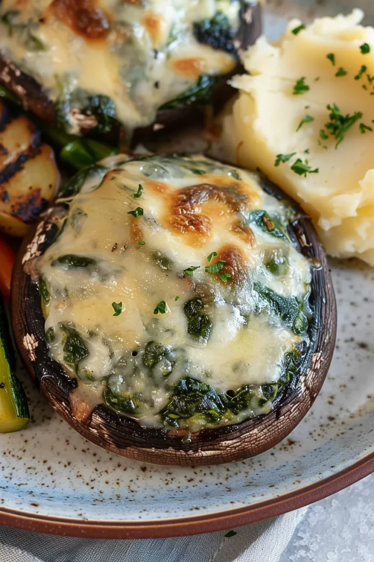Baked Spinach and Cheese Stuffed Portobello Mushrooms: Ultimate Cheesy ...