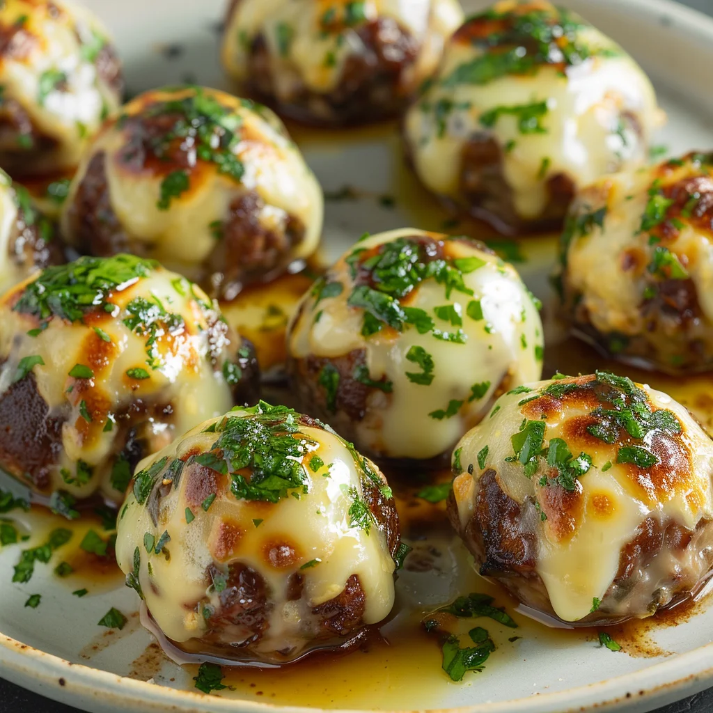 Cheesy Deer Bomb Bites Finished With Italian Herb Sauce