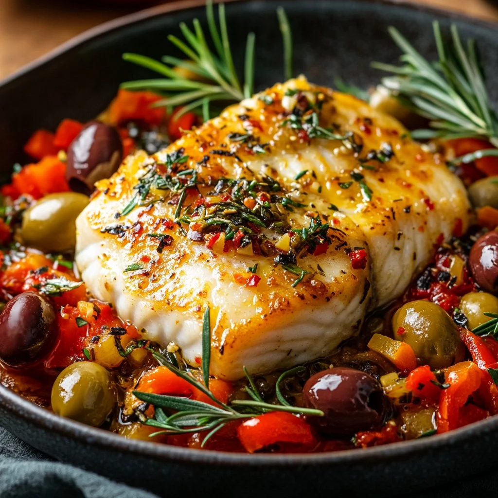 Mediterranean Baked Cod with Olives