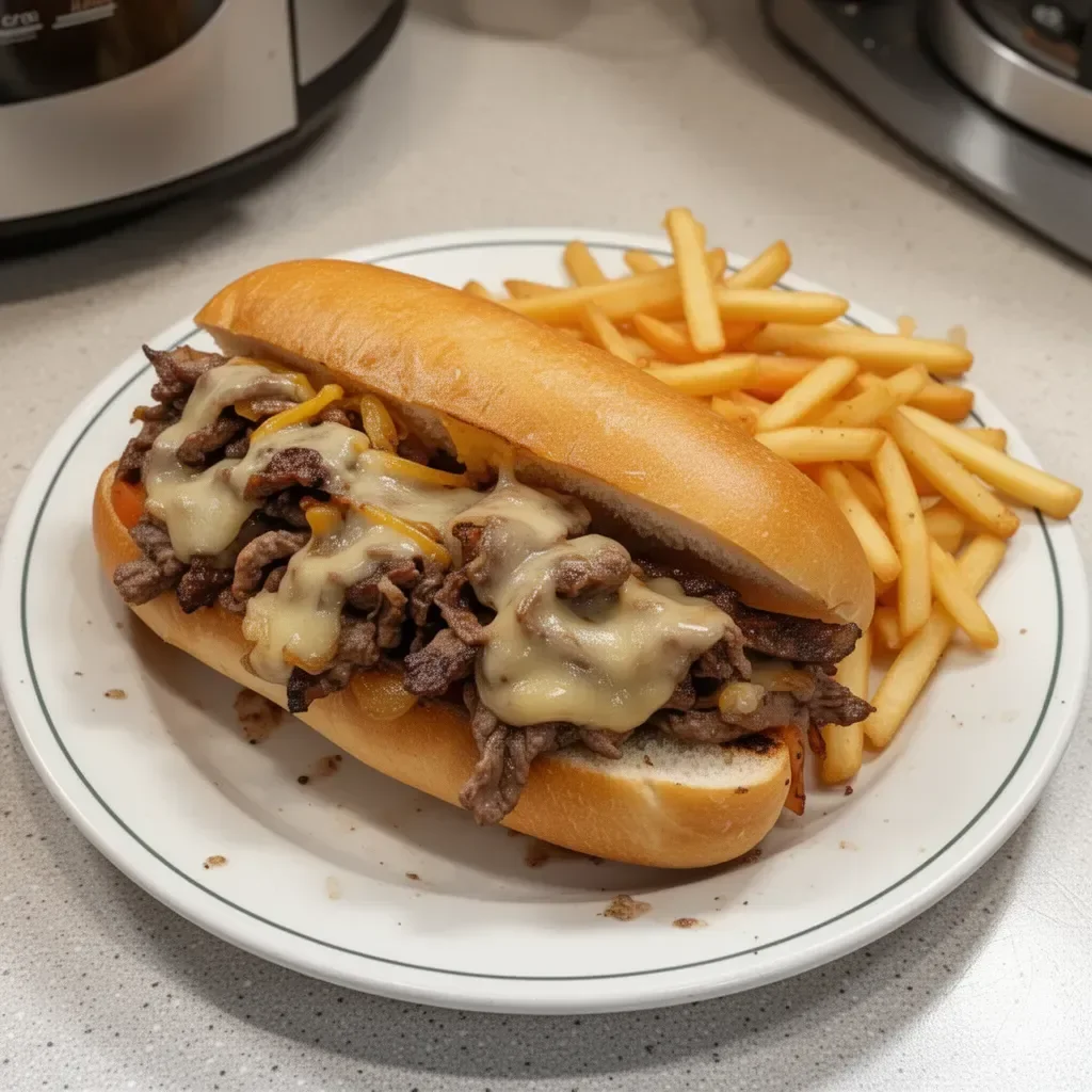 Easy Slow Cooker Philly Cheesesteak Recipe